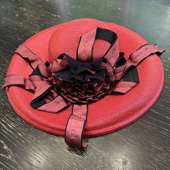 Accessories | Frank Olive By Gabriel Amar Hat Red Straw Wide Brim ...